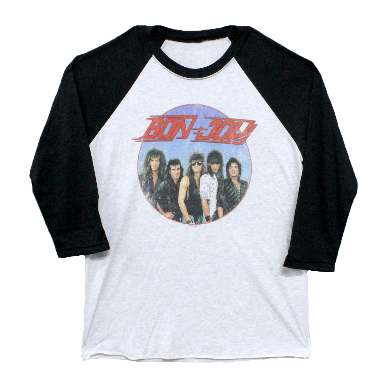 Bon Jovi Band Photo Distressed Baseball Tee-White - Vancouver Rock Shop